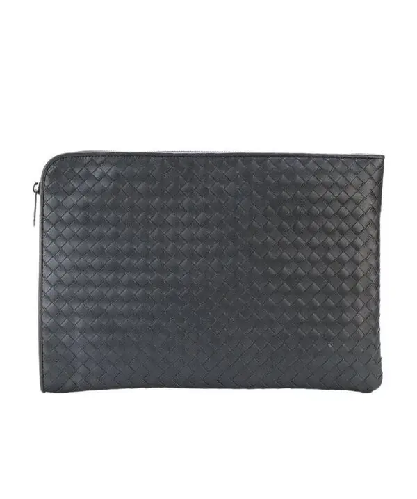 Bottega Veneta Grey Intrecciato Woven Handbag - Black