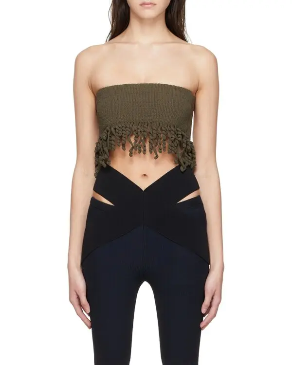 DION LEE Crocheted Bandeau Top With Tassel Detail