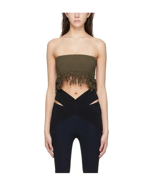 DION LEE Crocheted Bandeau Top With Tassel Detail