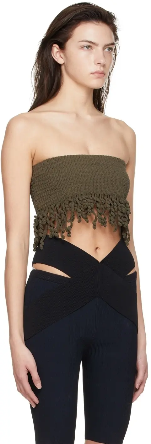 DION LEE Crocheted Bandeau Top With Tassel Detail