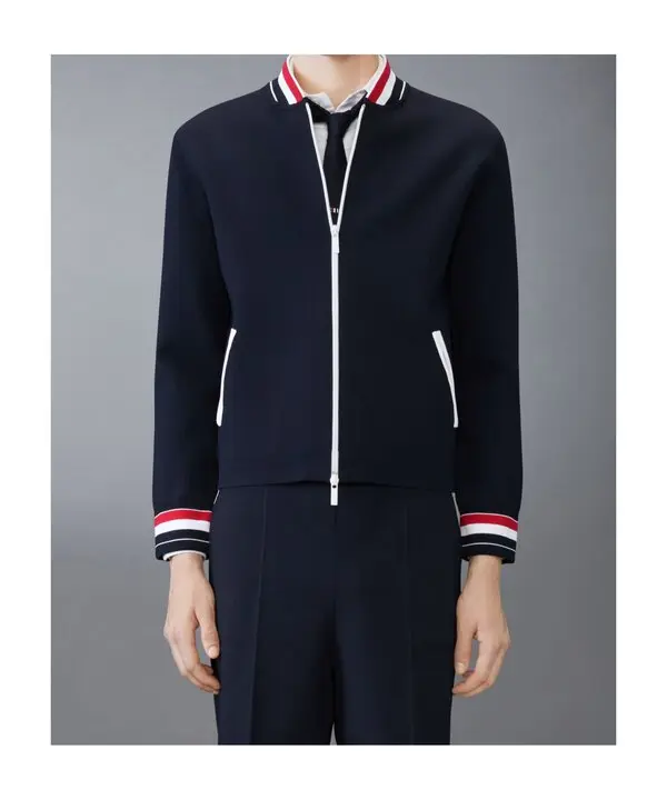 Thom Browne Rwb-stripe Bomber Jacket - Navy Blue