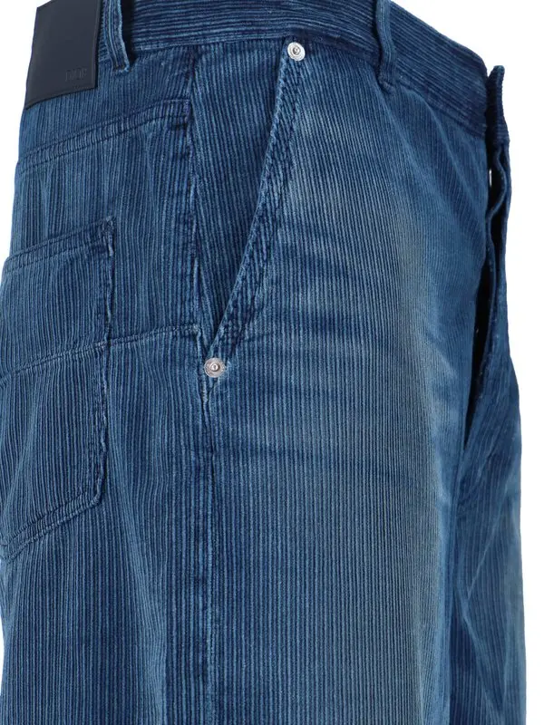 Dior Mid-rise Corduroy Wide-leg Trousers - Dark Blue