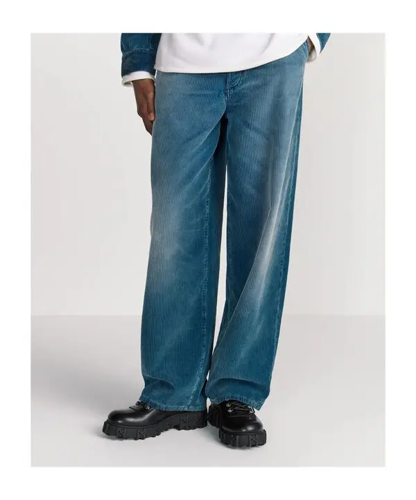 Dior Mid-rise Corduroy Wide-leg Trousers - Dark Blue