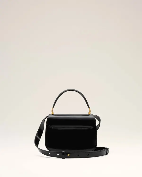 AMI Paris Logo Plaque Foldover Top Shoulder Bag - Black