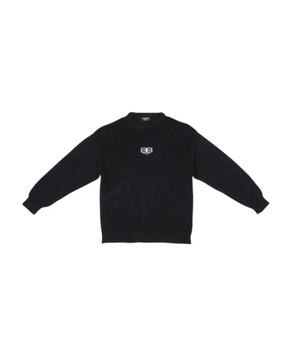 Balenciaga Bb Paris Icon Logo Embroidered Knit Jumper