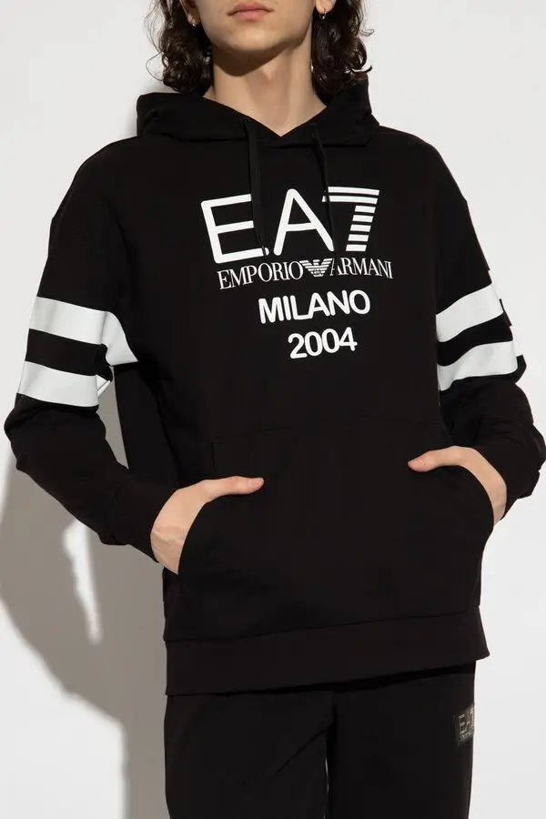 EA7 Logo-print Cotton Hoodie