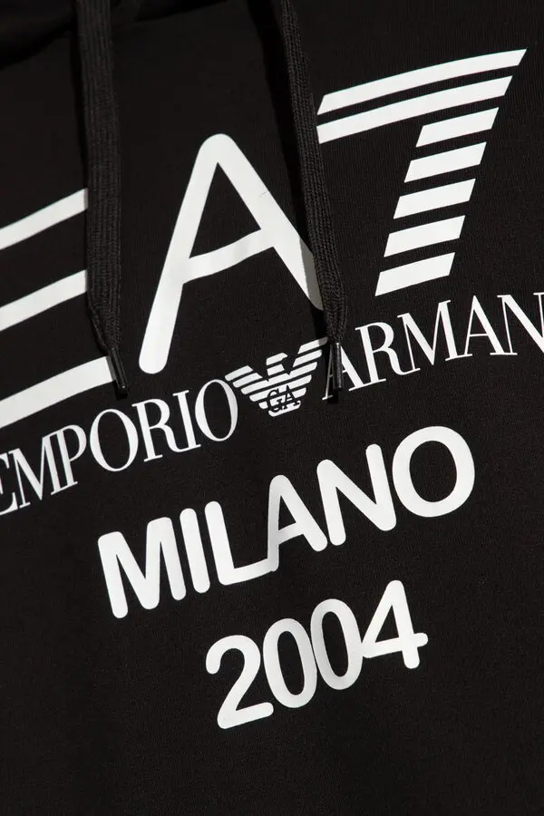 EA7 Logo-print Cotton Hoodie