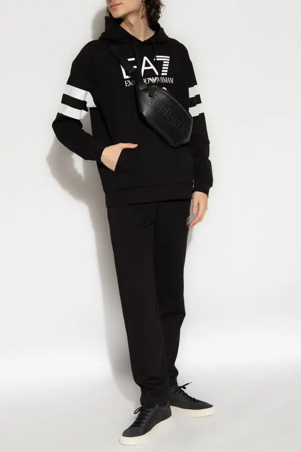 EA7 Logo-print Cotton Hoodie