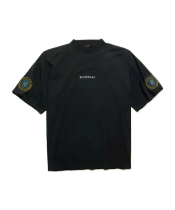 Balenciaga Logo Embroidered Crewneck T-shirt - Black
