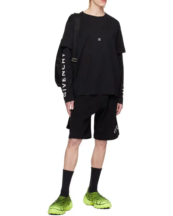 Givenchy Logo Embroidered Relaxed Fit Shorts - Black