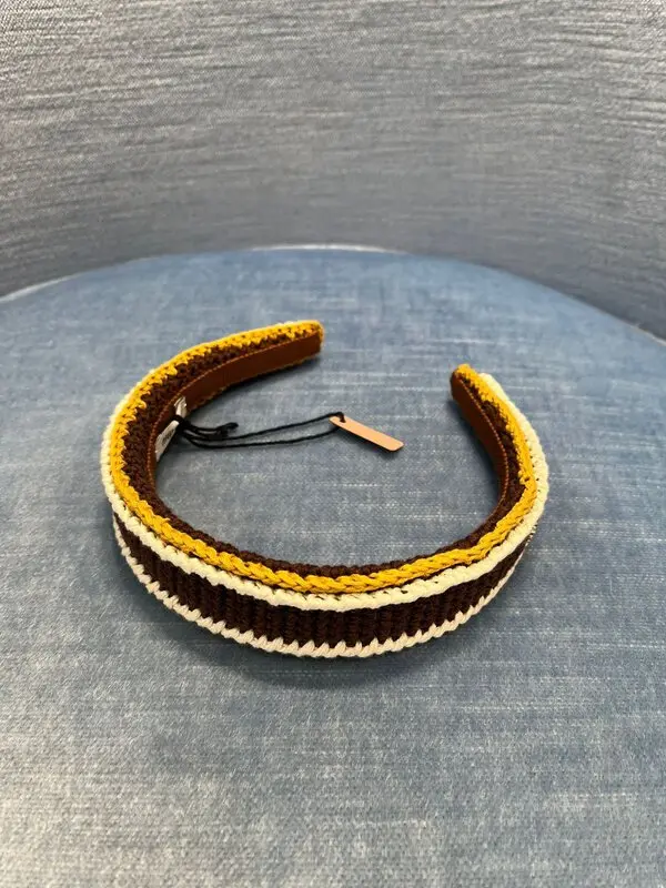 Miu Miu Crochet Striped Headband - Yellow