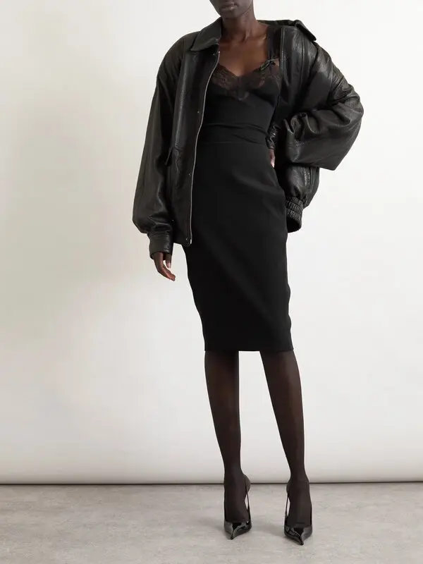 Saint Laurent Mid-rise Pencil Skirt With Cassandre Zip