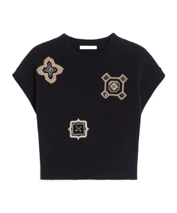 Max Mara Mxmanfora Embellished Cropped Jumper - Ultramarine