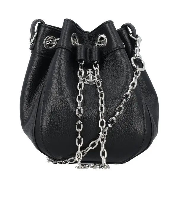 VIVIENNE WESTWOOD Orb Plaque Chained Bucket Bag - Black