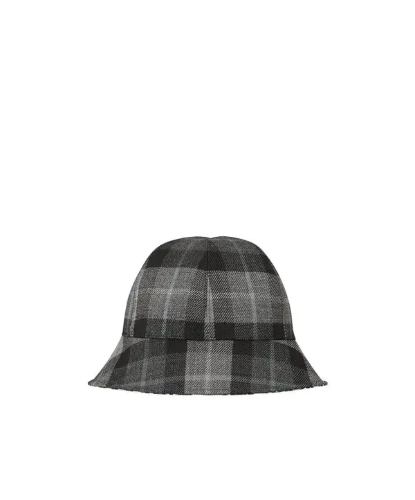 Dior D-tulipe Check'n' Large-brim Reversible Cloche Hat - Black/gray