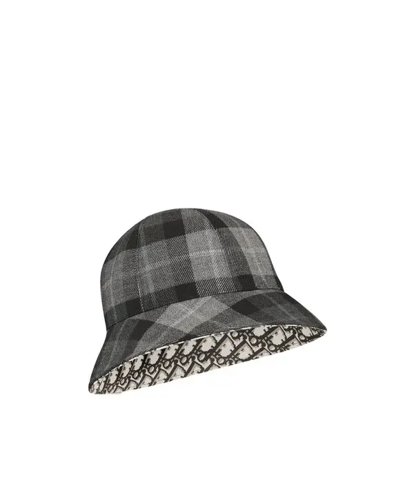 Dior D-tulipe Check'n' Large-brim Reversible Cloche Hat