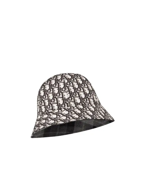 Dior D-tulipe Check'n' Large-brim Reversible Cloche Hat