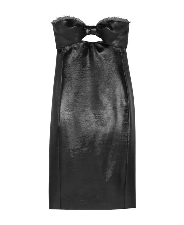 Saint Laurent Strapless Cut-out Satin Dress