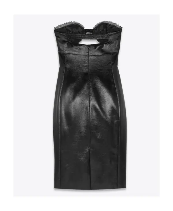 Saint Laurent Strapless Cut-out Satin Dress