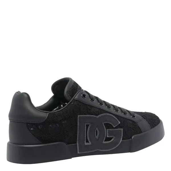 Dolce & Gabbana Lace-up Sneakers With Logo Detail - Black