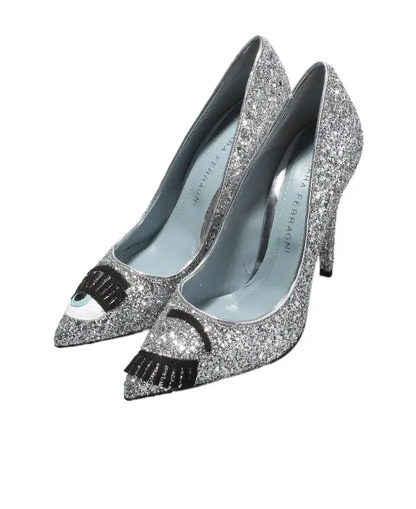 CHIARA FERRAGNI Sequined High Heels - Gray