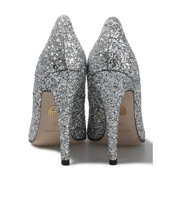 CHIARA FERRAGNI Sequined High Heels - Gray