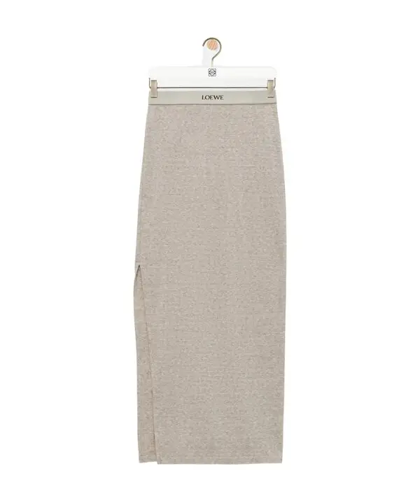 Loewe Cotton And Wool Skirt With Side Slits - Beige Mixed Colors