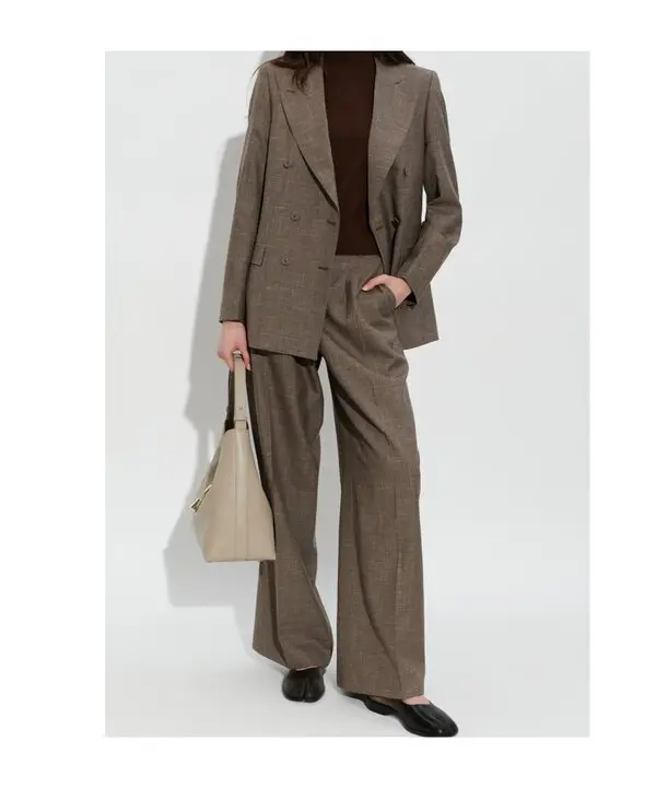 Officine Générale Pleated Wide-leg Trousers - Brown