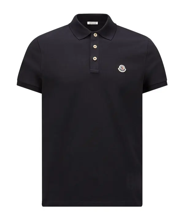 Moncler Logo Patch Short-sleeved Polo Shirt - Dark Blue