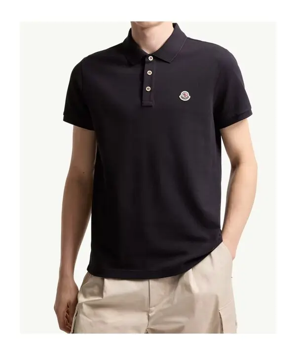 Moncler Logo Patch Short-sleeved Polo Shirt - Dark Blue