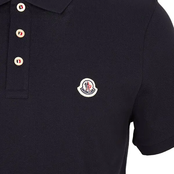 Moncler Logo Patch Short-sleeved Polo Shirt - Dark Blue
