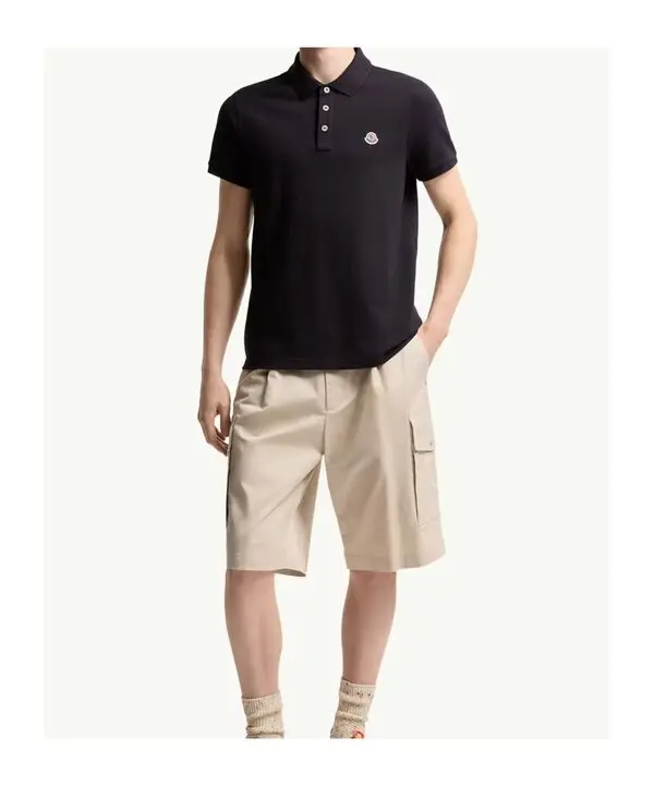 Moncler Logo Patch Short-sleeved Polo Shirt - Dark Blue
