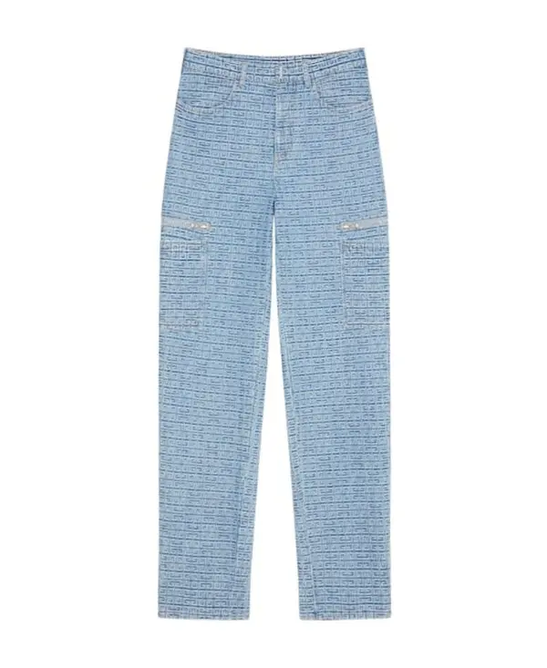 Givenchy 4g Logo Loose Fit Cargo Jeans - Light Blue