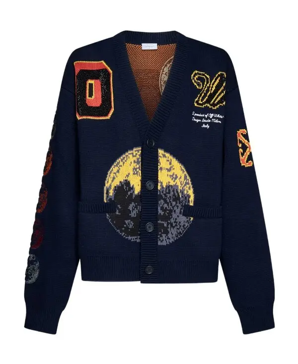 Off-White Moon Phase V-neck Long-sleeved Cardigan