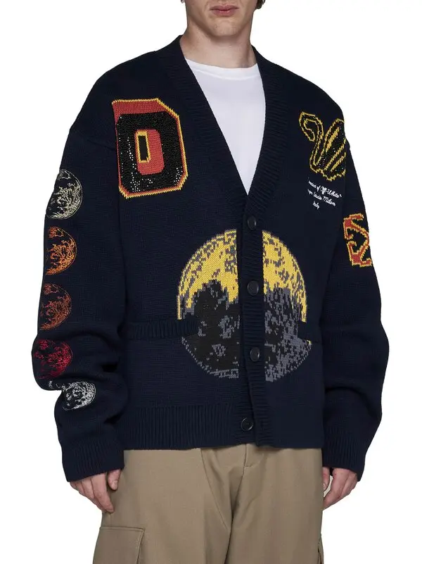 Off-White Moon Phase V-neck Long-sleeved Cardigan