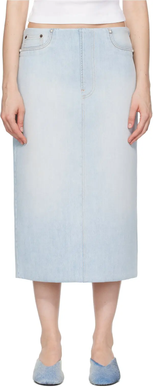 Acne Studios Denim Midi Skirt With Bow Detail