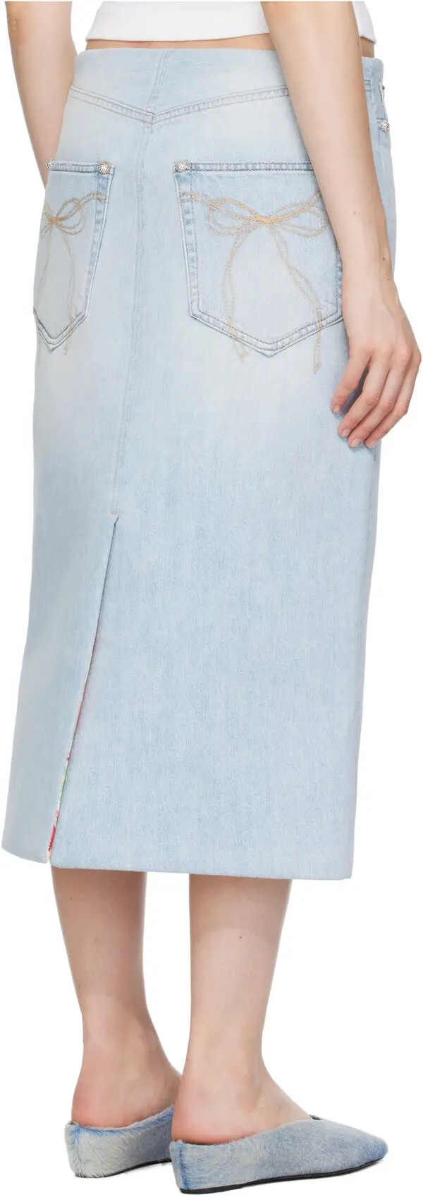 Acne Studios Denim Midi Skirt With Bow Detail
