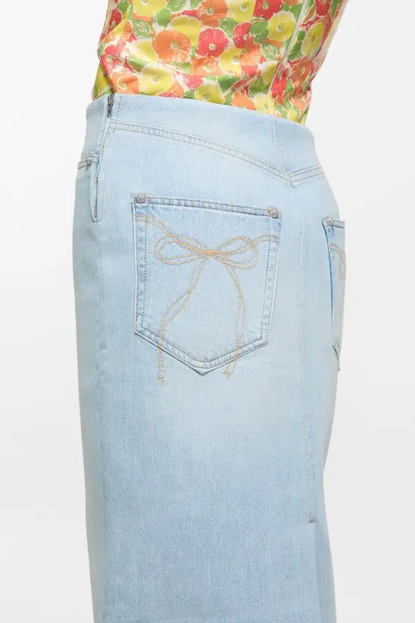 Acne Studios Denim Midi Skirt With Bow Detail