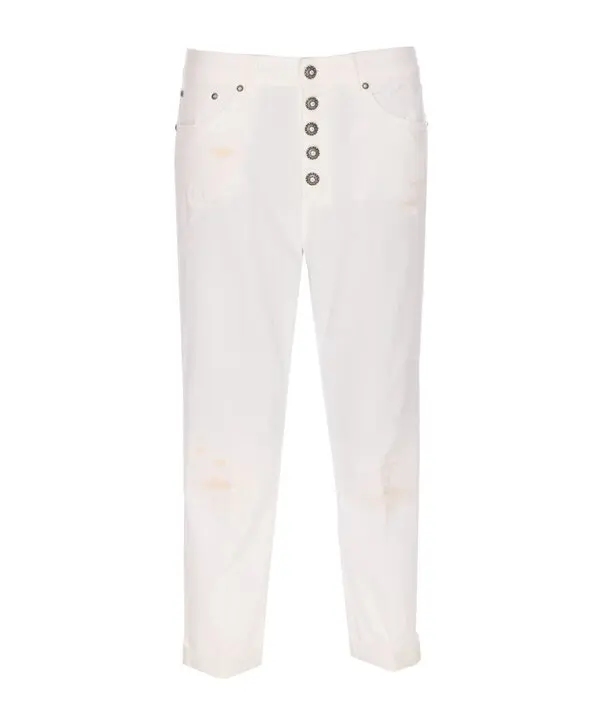 DONDUP Buttoned Straight Leg Trousers - White