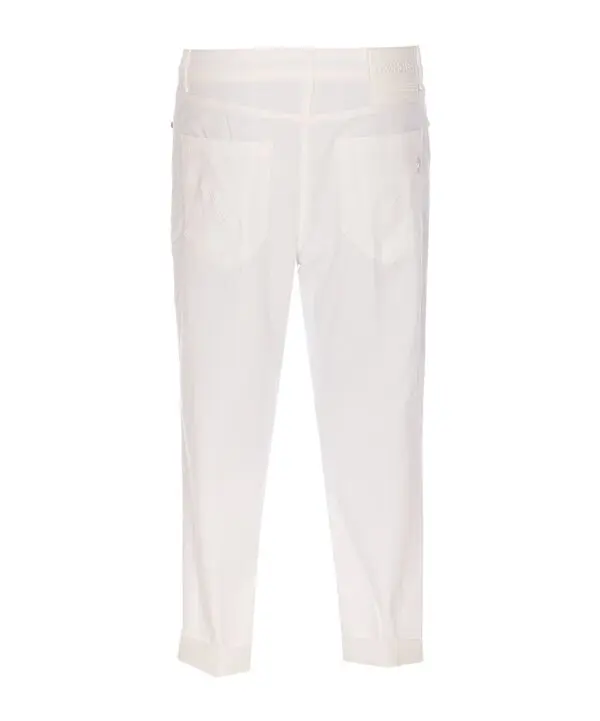 DONDUP Buttoned Straight Leg Trousers - White
