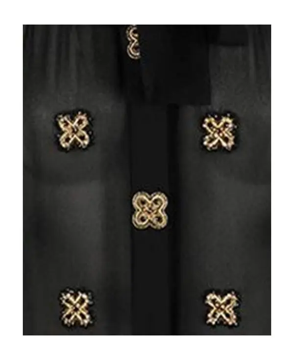 Saint Laurent Logo Embroidered Silk Blouse