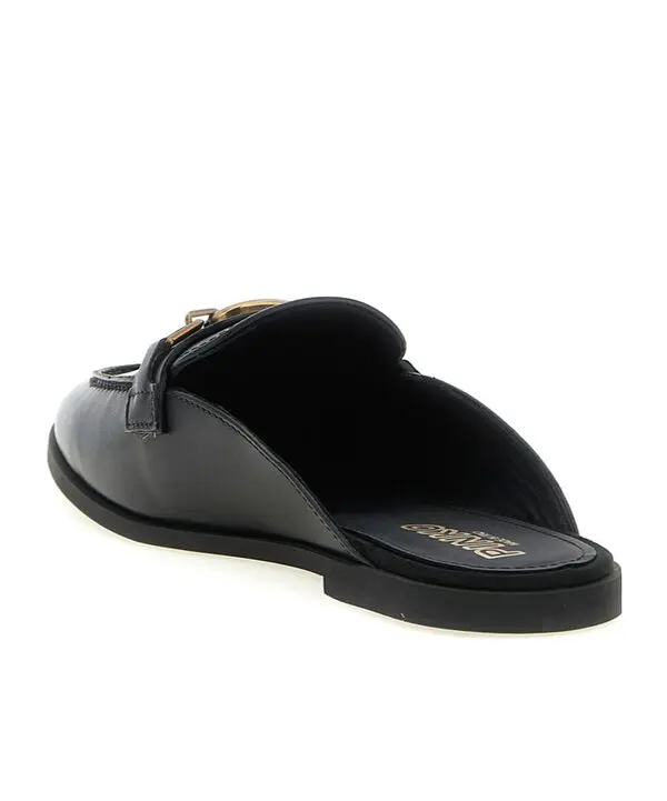 Pinko Naty 09 Clogs With Metal Logo Detailing - Black
