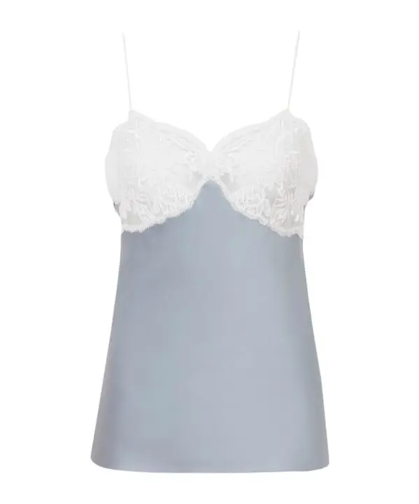 Chloé Lace Camisole Top - Gray-blue