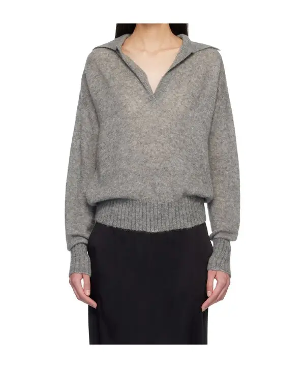 TOM FORD Cashmere Blend Long-sleeved Polo Shirt - Grey
