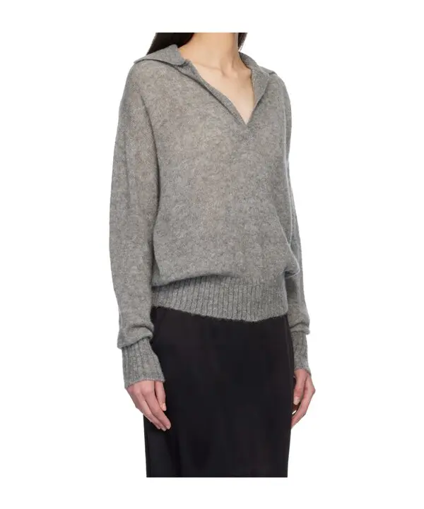 TOM FORD Cashmere Blend Long-sleeved Polo Shirt - Grey