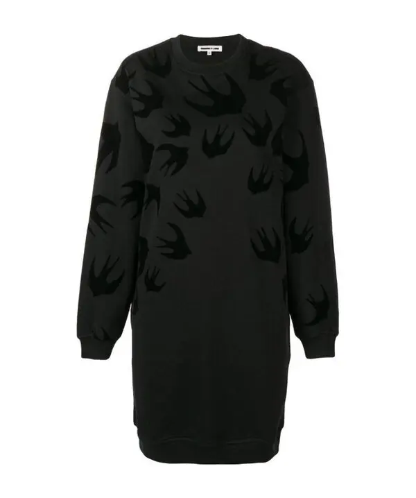 Alexander McQueen Swallow Print Sweatshirt Dress
