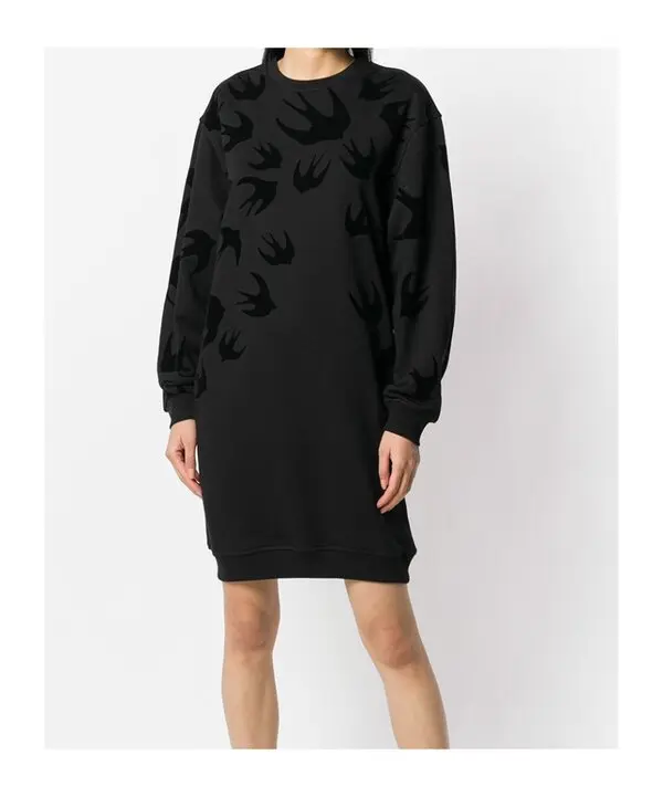 Alexander McQueen Swallow Print Sweatshirt Dress