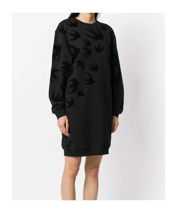 Alexander McQueen Swallow Print Sweatshirt Dress
