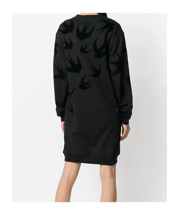 Alexander McQueen Swallow Print Sweatshirt Dress