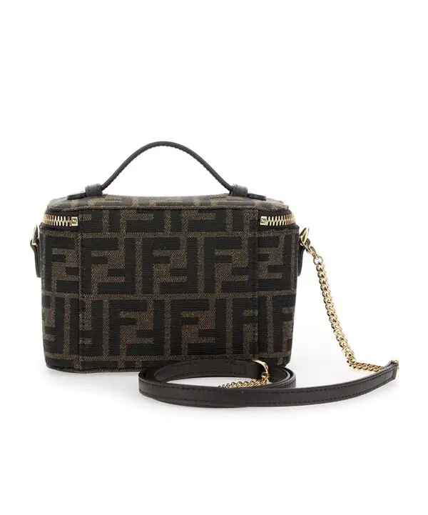 Fendi Vanity Jacquard Ff Top Handle Bag - Black